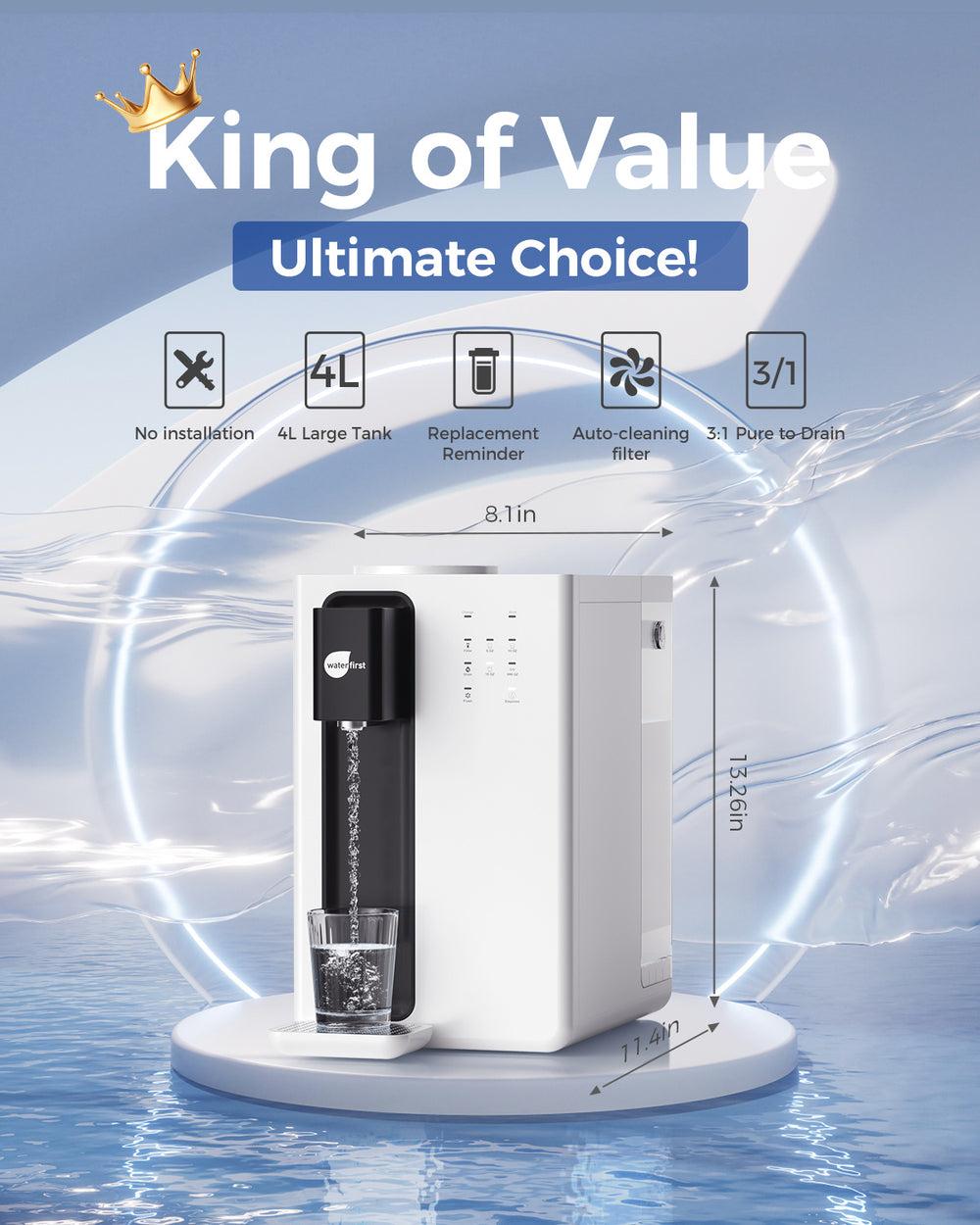 WaterFirst® Dr.Water Y Countertop Reverse Osmosis Water Filter, 5 Stag